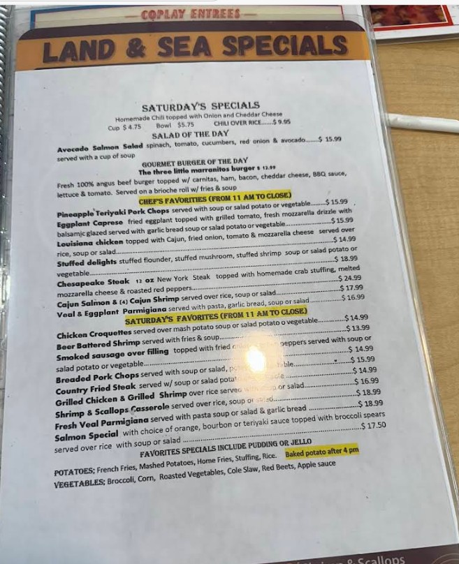 Menu Coplay Eatery — Find Local Favorites and Breakfast in Coplay, Pa